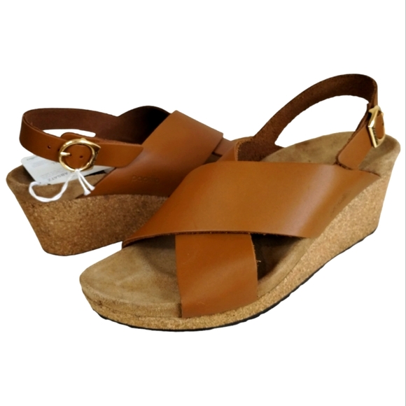 Papillio | Shoes | Papillio Samira Birkenstock Slingback Cork Wedge ...